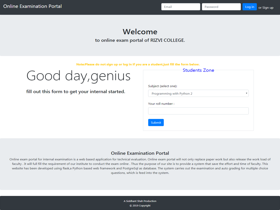 GitHub - SiddhantShah04/Exam-Portal: Online ExamPortal