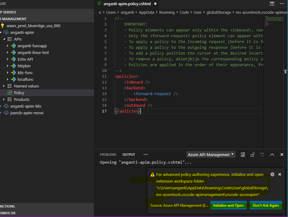 Improved policy authoring experience - Intellisense/completions ...