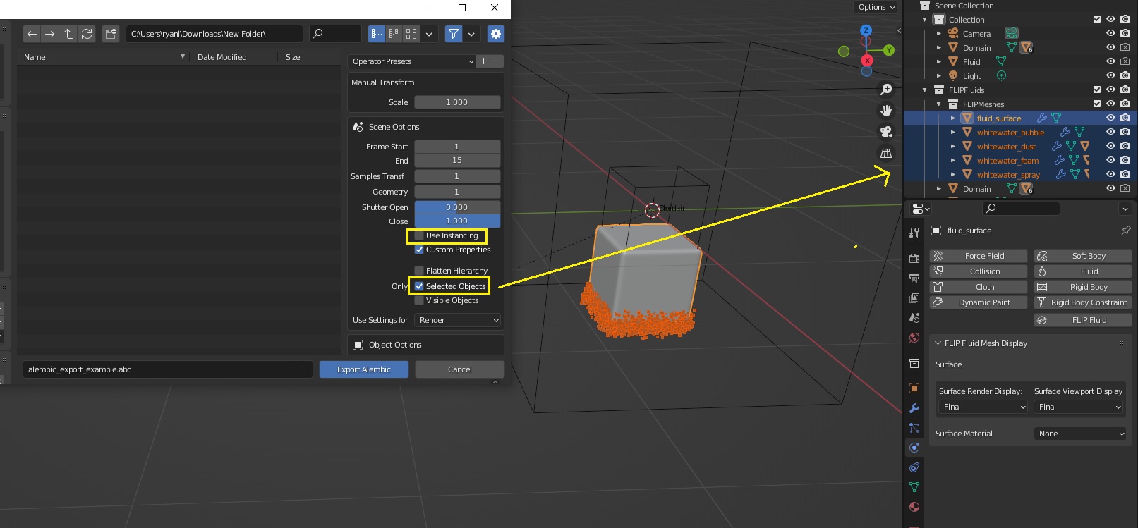 Simulation meshes not moving when rendered, incorrect rendered frames, and slow Alembic export ...