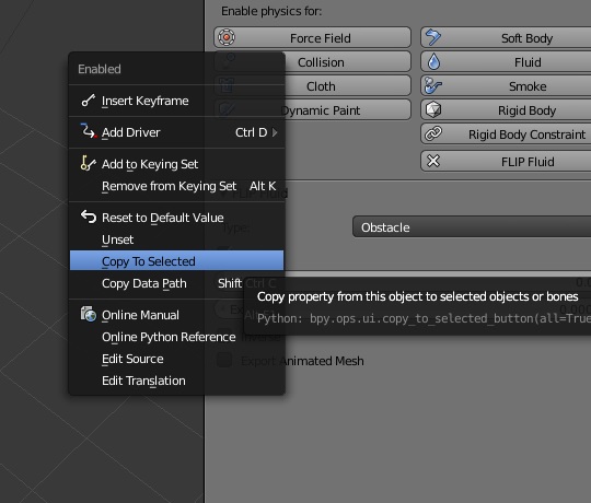 [Feature Request] Enable FLIP Fluid obstacle/inflow/outflow/fluid for all selected objects ...