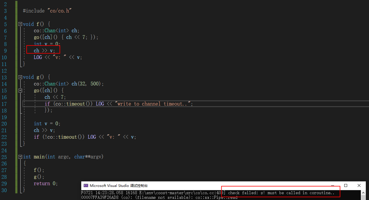 Chan必须在协程中才能>>输出 · Issue #245 · idealvin/coost · GitHub