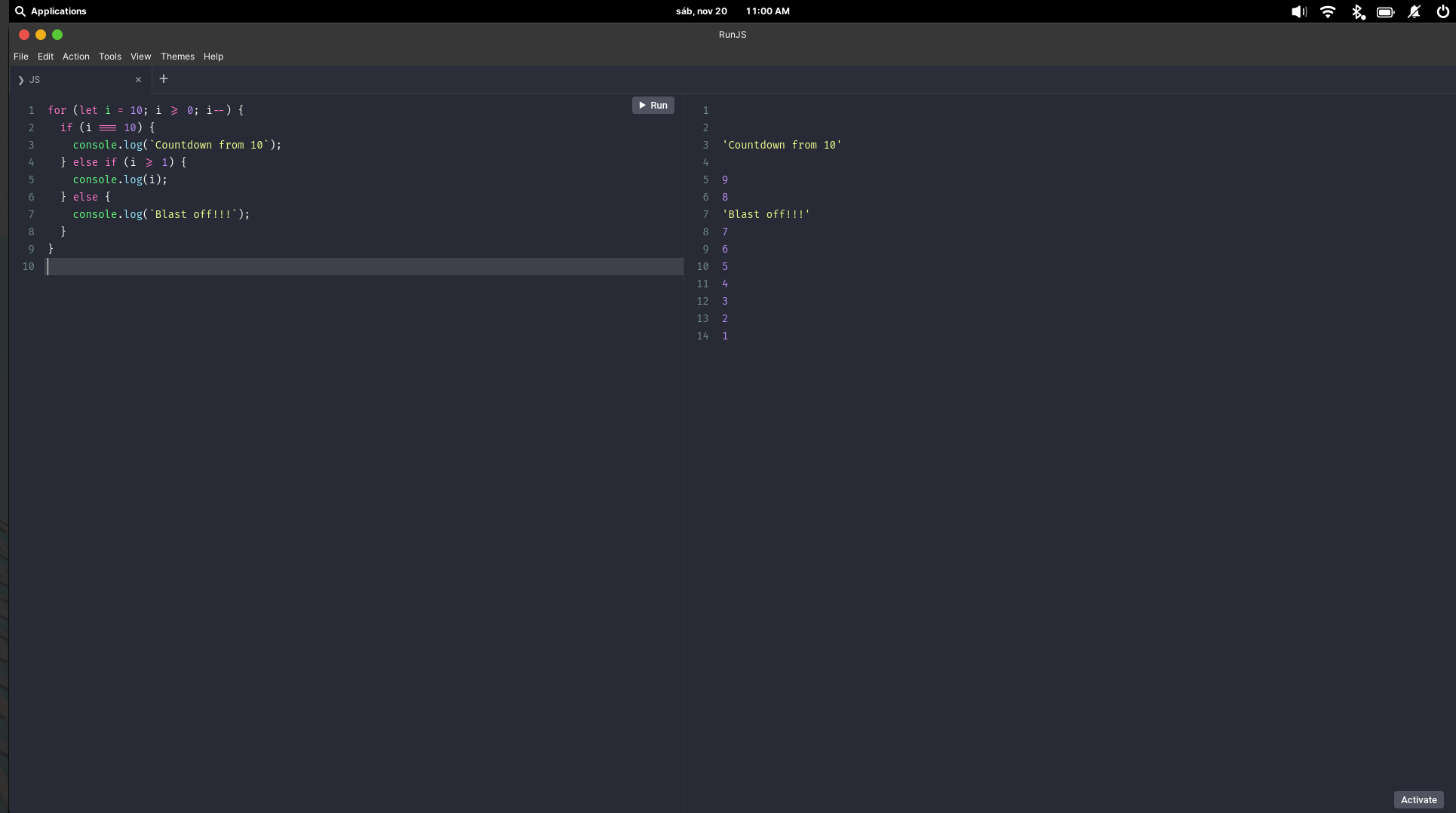 console.log prints in the called line, and not where it should. · Issue #360 · lukehaas/RunJS ...