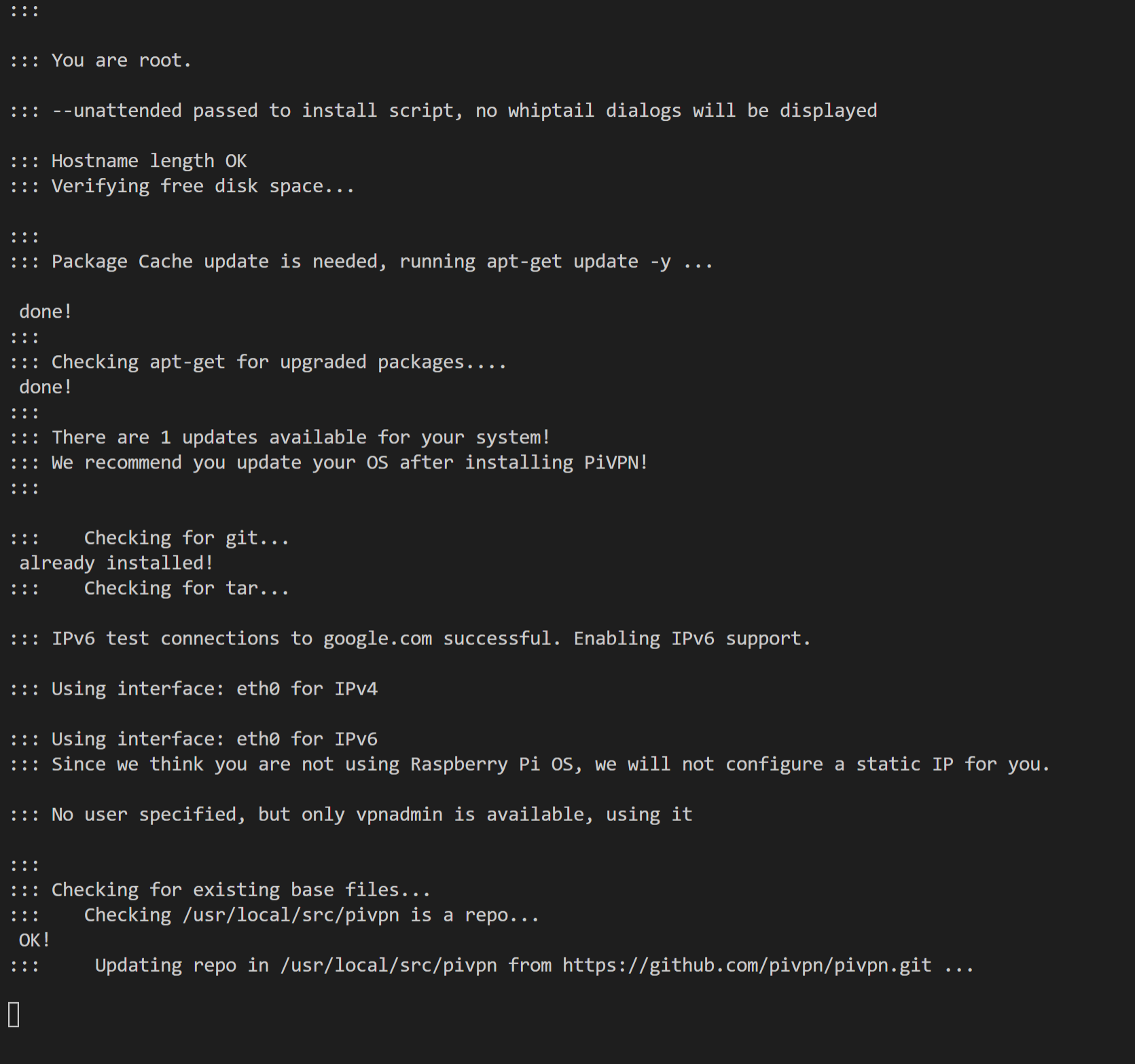 Command gets stuck when installing · Issue #1542 · pivpn/pivpn · GitHub