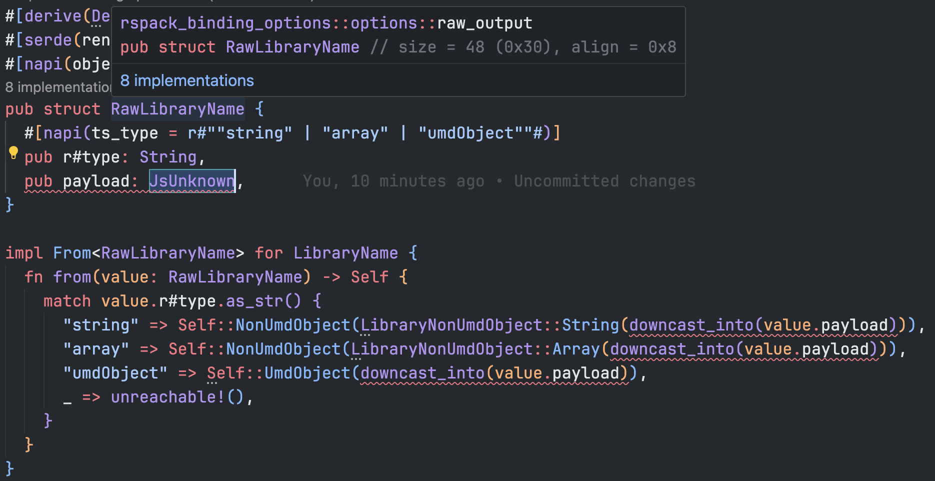 Refactor: use JsUnknown and downcast instead of specific type payload · Issue #4544 · web-infra ...