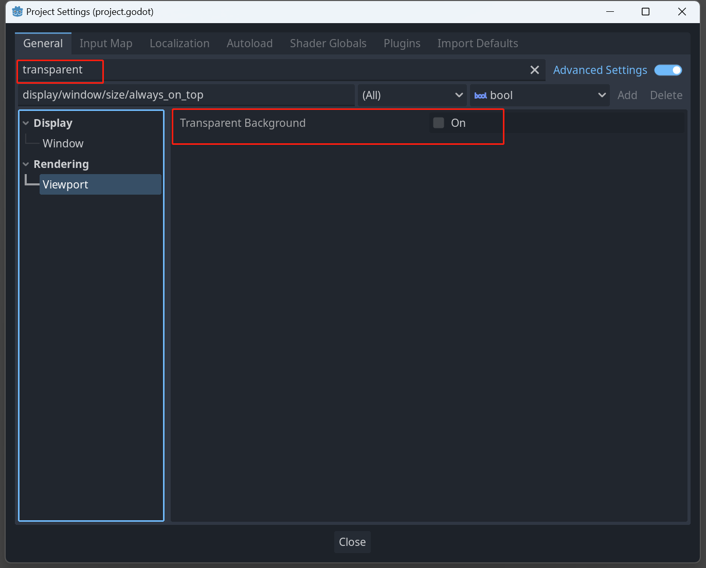 OptionButton is messed with Project Settings of `Always On Top`, `Transparent`, `Embed ...