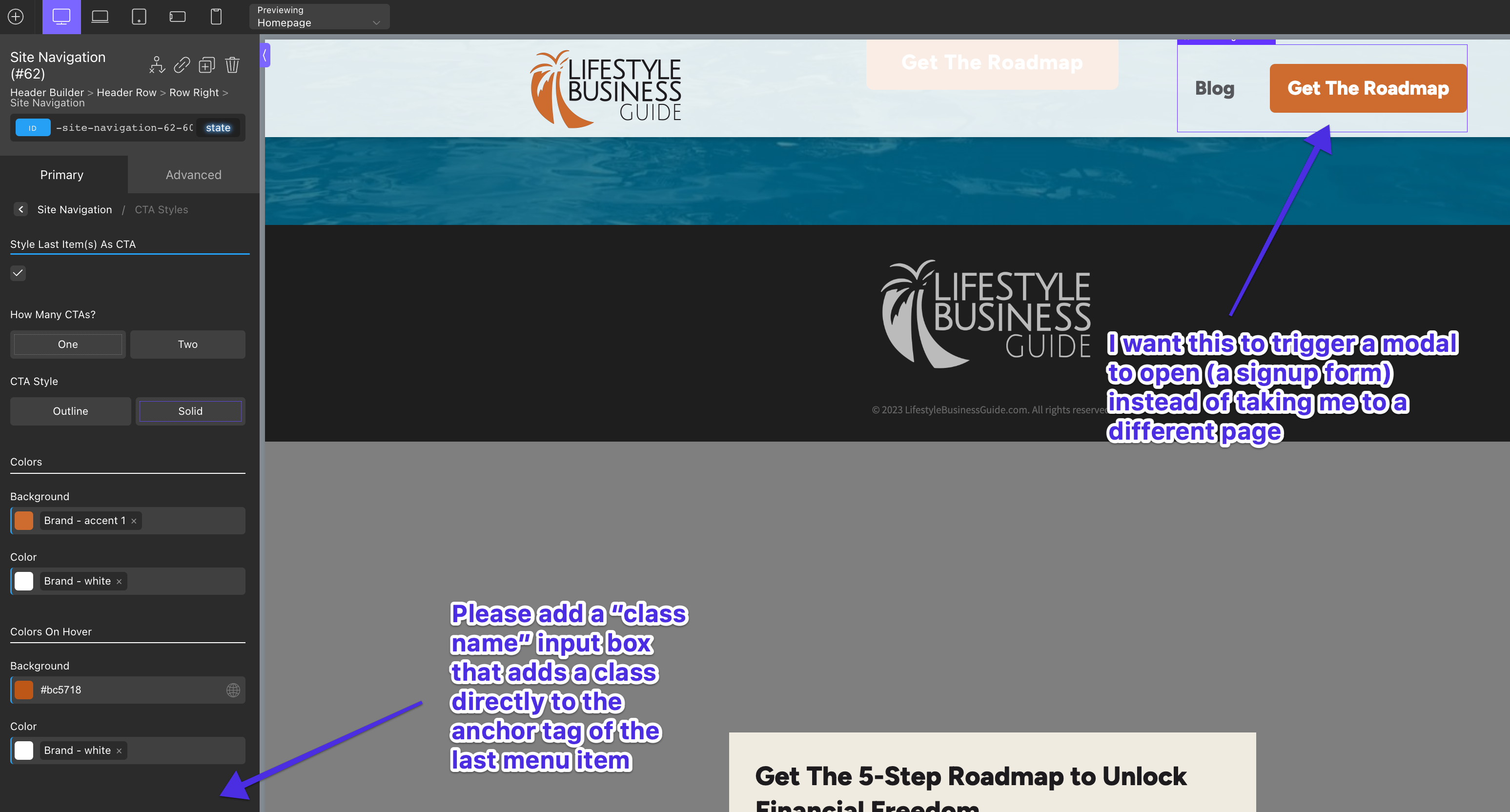For site navigation, add ability to add a class to the last menu item in "CTA Styles" · Issue ...