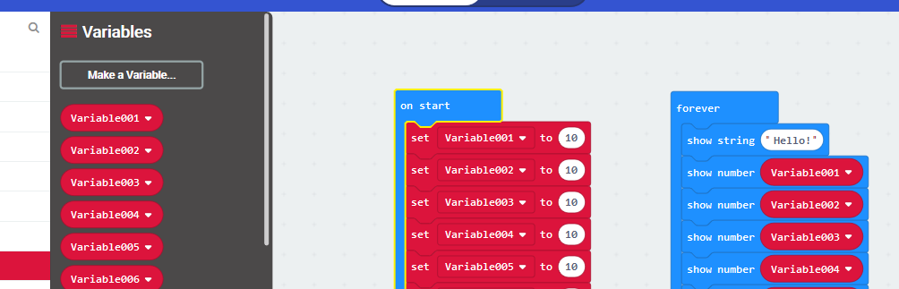 More than 57 variables crashes on loading with sad face 844 · Issue #2398 · microsoft/pxt ...