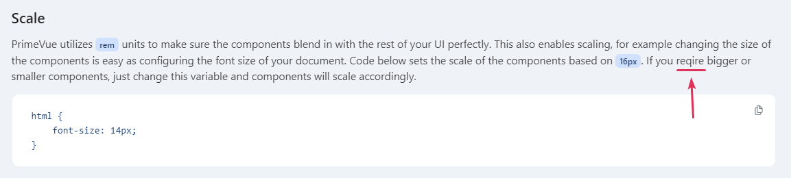 Docs Theming Overview Scale Section Contains A Typo · Issue 3785 · Primefaces Primevue