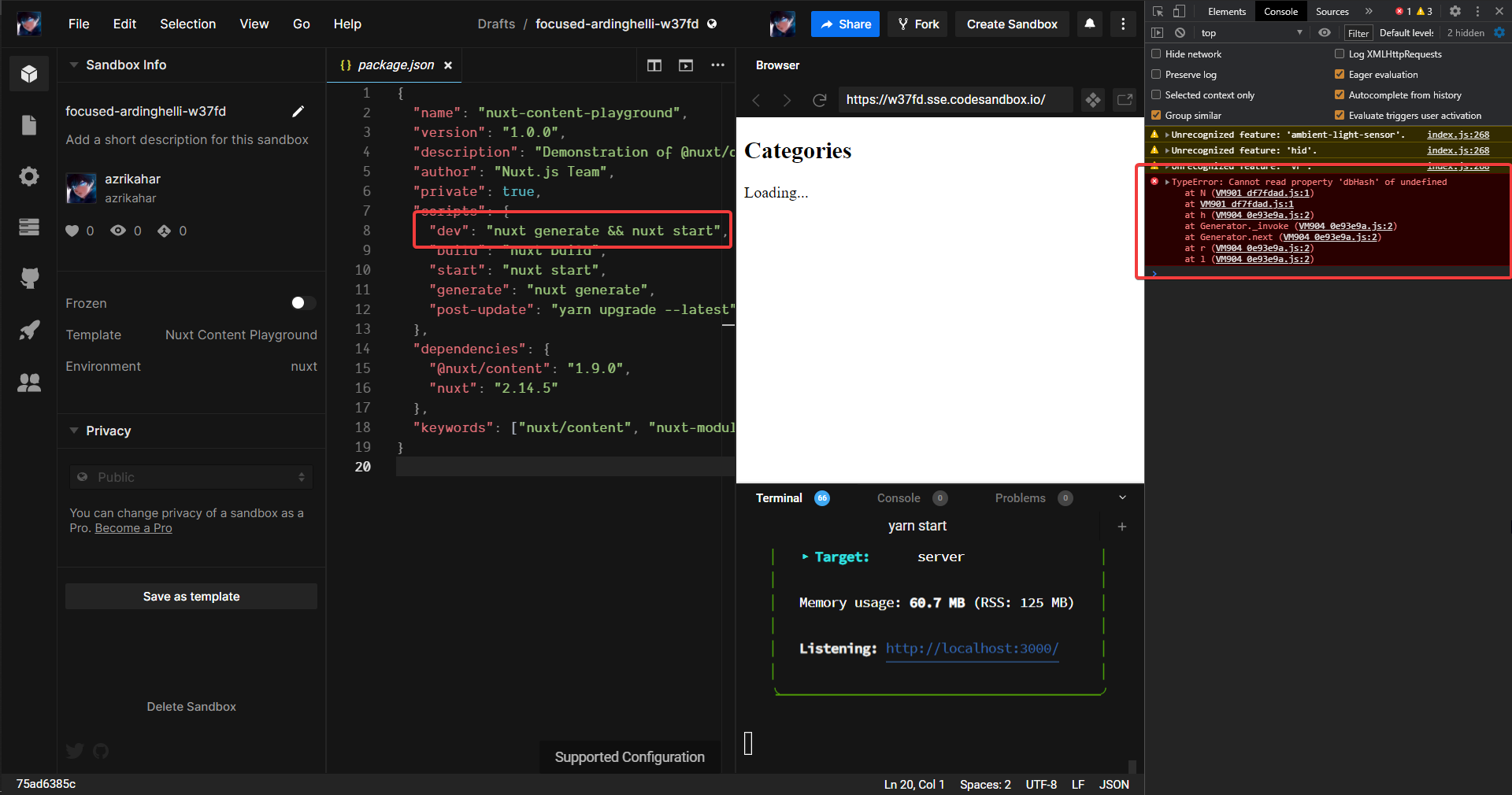 Cannot Read Property Dbhash Of Undefined Error Only When Using Nuxt Generate · Issue 493