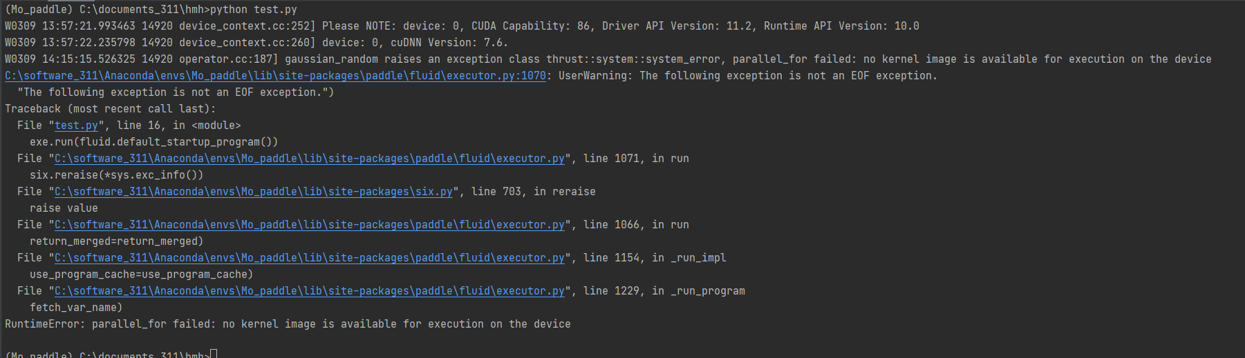RuntimeError: parallel_for failed: no kernel image is available for execution on the device ...