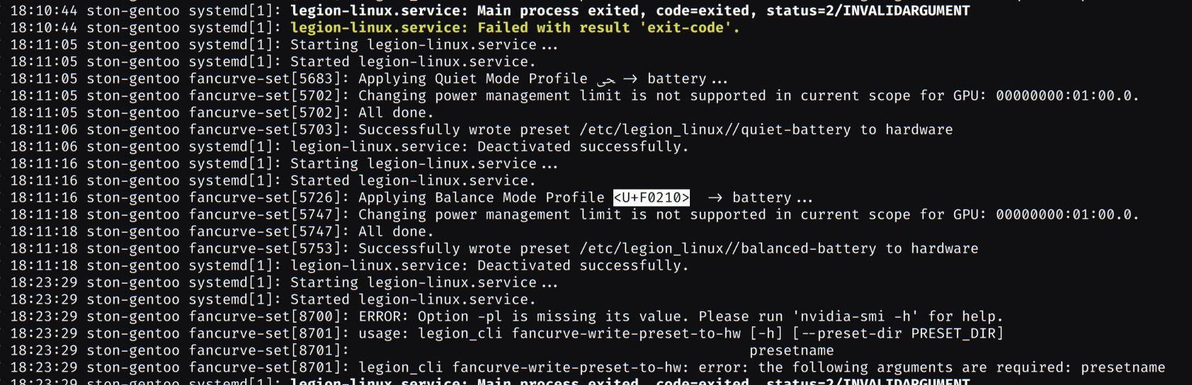 [BUG] fancurve-set fails when plug-off and switch to performance · Issue #77 · johnfanv2 ...