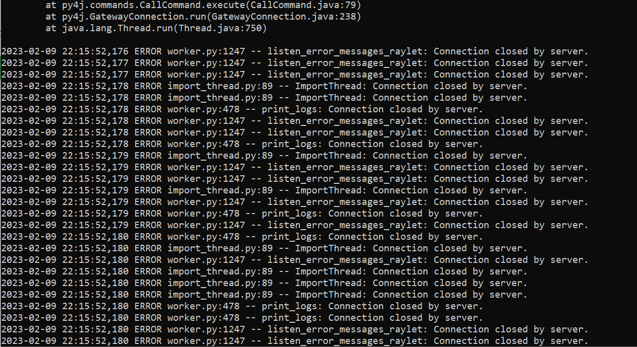 Report ERROR: Connection closed by server when run TF2 estimator ray ...