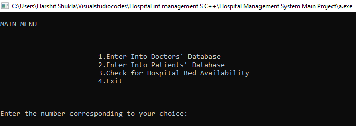GitHub - Harshit-Shukla1/Hospital-Management-System: A Hospital Management System based on TUI ...