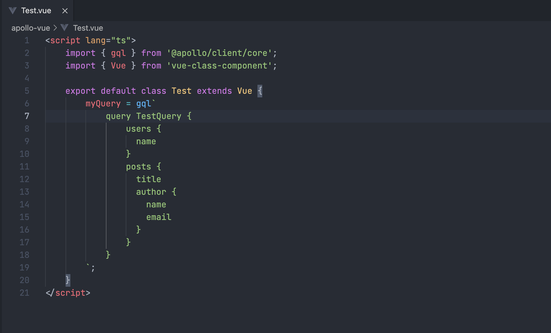 Syntax Highlighting Not Working On Vue Files Apollographql vscode graphql