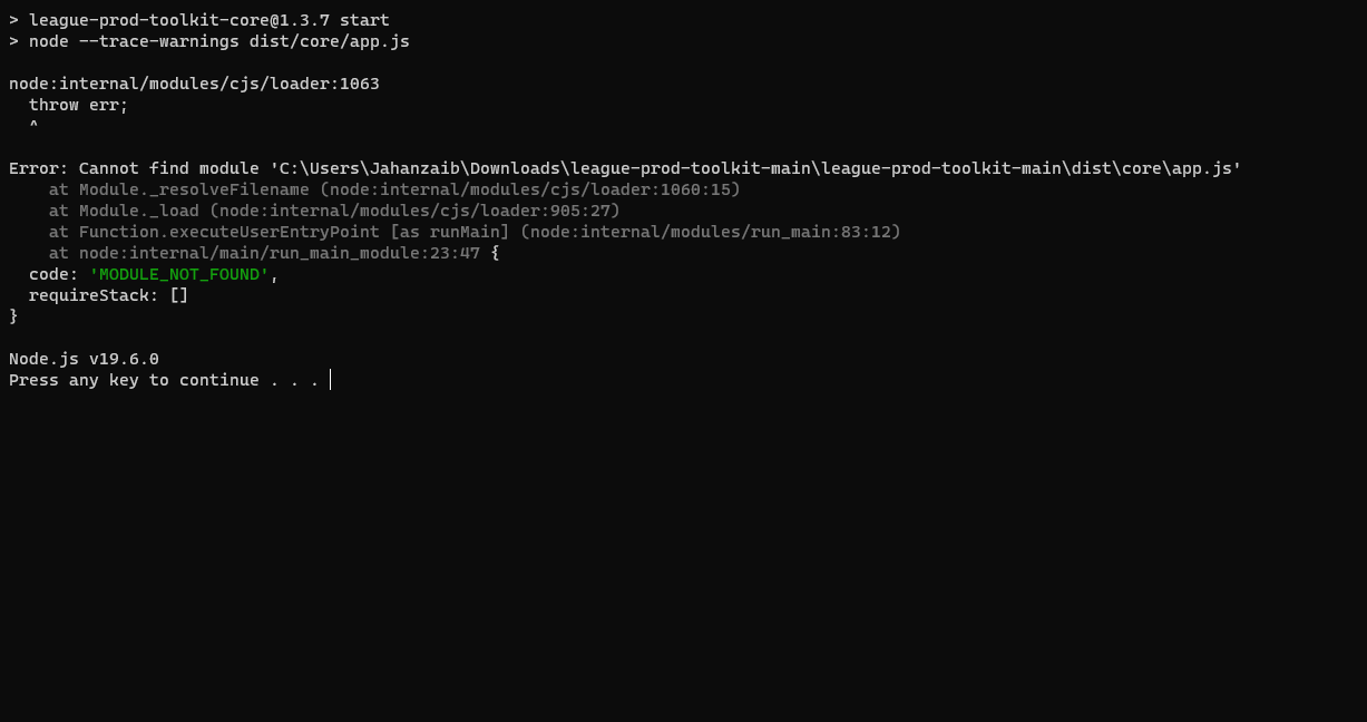 [ Question ] Install fails with missing modules · Issue #235 · RCVolus/league-prod-toolkit · GitHub