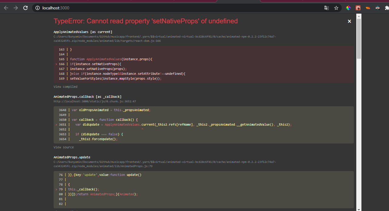 Cannot read property 'setNativeProps' of undefined · Issue #115 · animatedjs/animated · GitHub