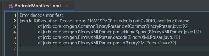 [core]Error decode manifest · Issue #1232 · skylot/jadx · GitHub