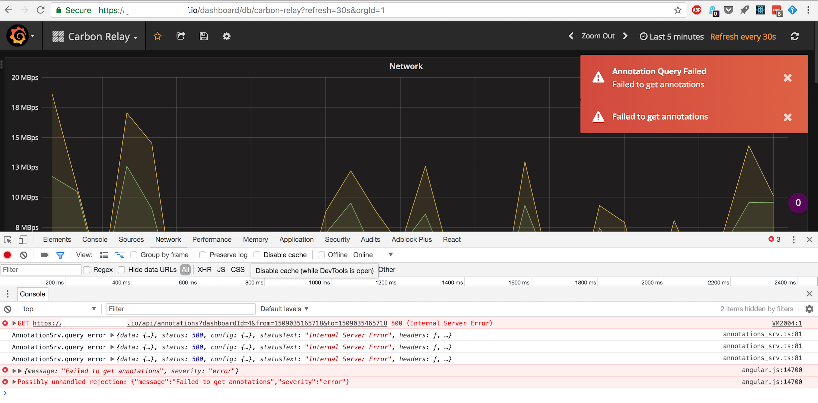 [Bug] Failed to get annotations - Grafana 4.6.0 · Issue #9688 · grafana/grafana · GitHub