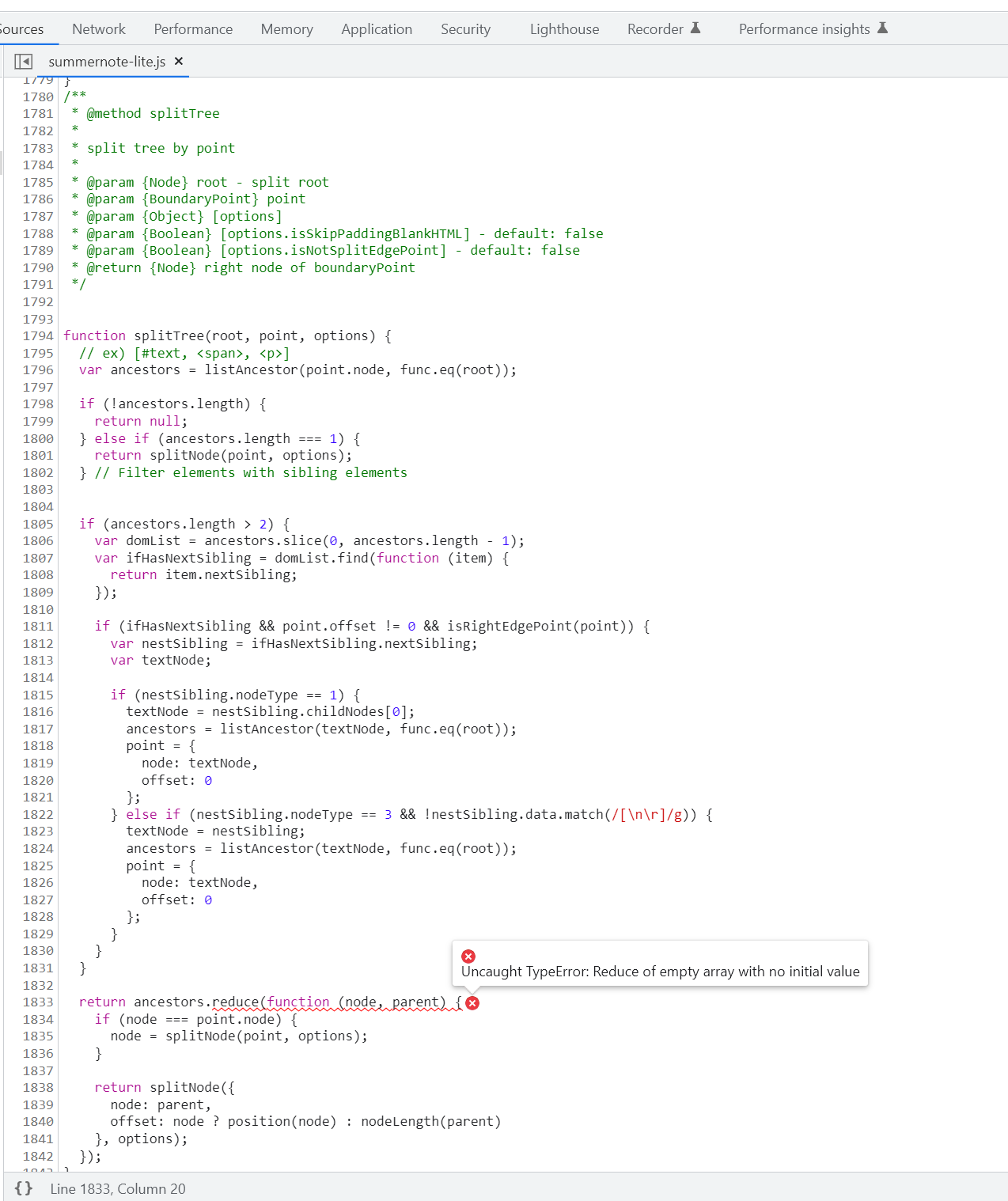 Js Error In Lite Version After Pressing Enter At The End Of Line Already Made With Br Tag Soft