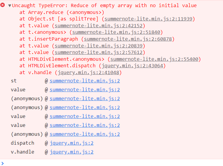 JS error in lite version after pressing enter at the end of line already made with br tag (soft ...