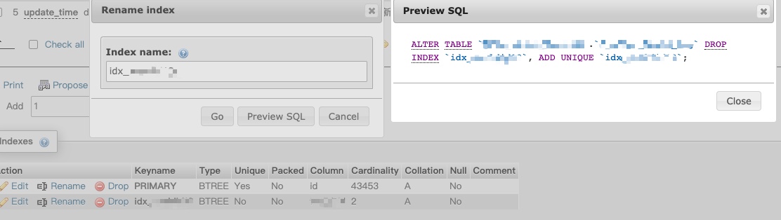 Index Rename Button generated incorrect sql · Issue #17538 · phpmyadmin/phpmyadmin · GitHub