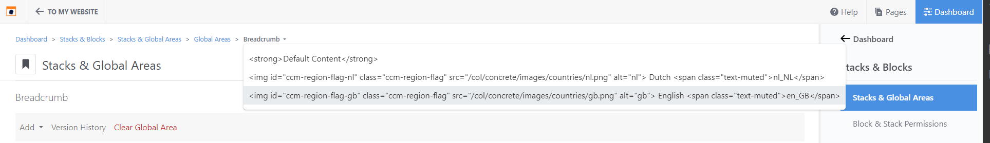 Global Areas In Multiple Languages Isn T Functioning Properly · Issue 11251 · Concretecms