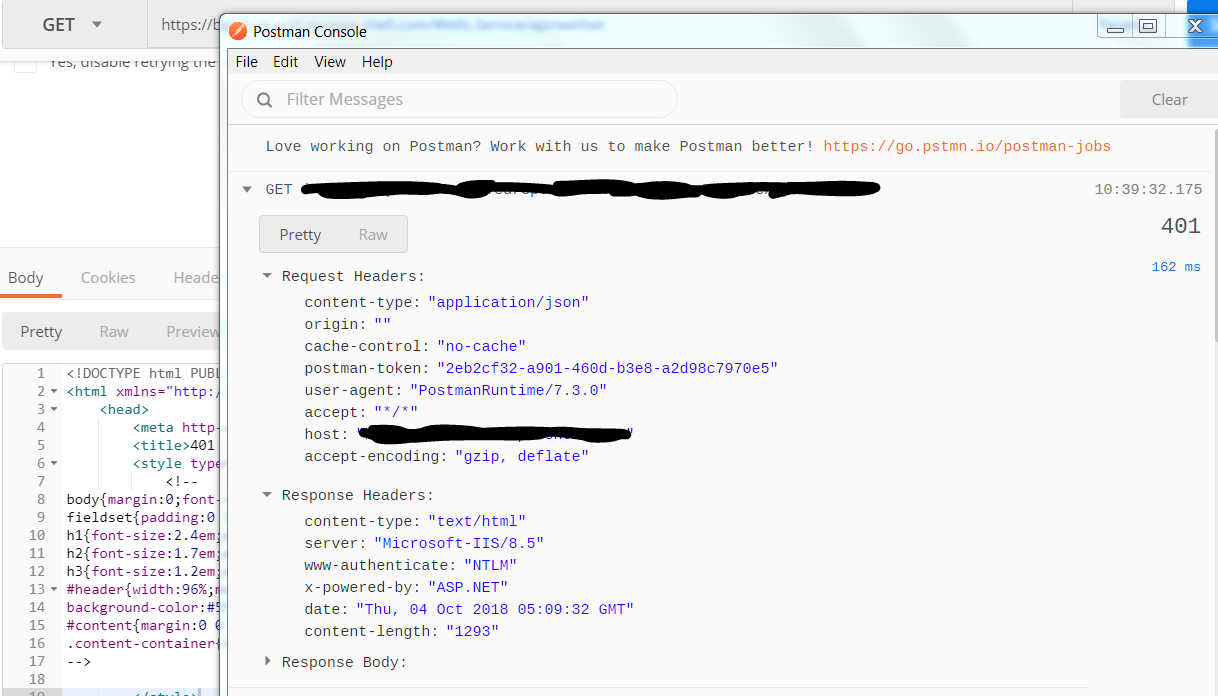 Ntlm Authentication Throwing 401 Error · Issue 5275 · Postmanlabs Postman App Support · Github