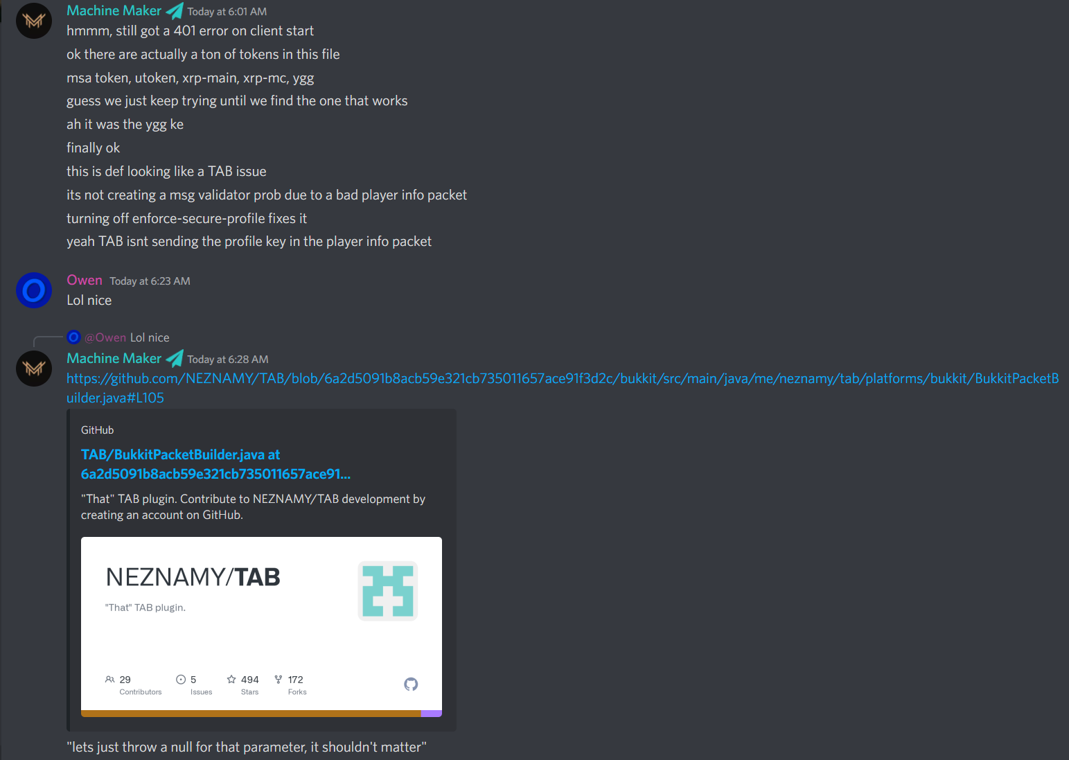 1.19.1 Clients get kicked when typing in chat. Kick message: "Chat Message Validation Failure ...