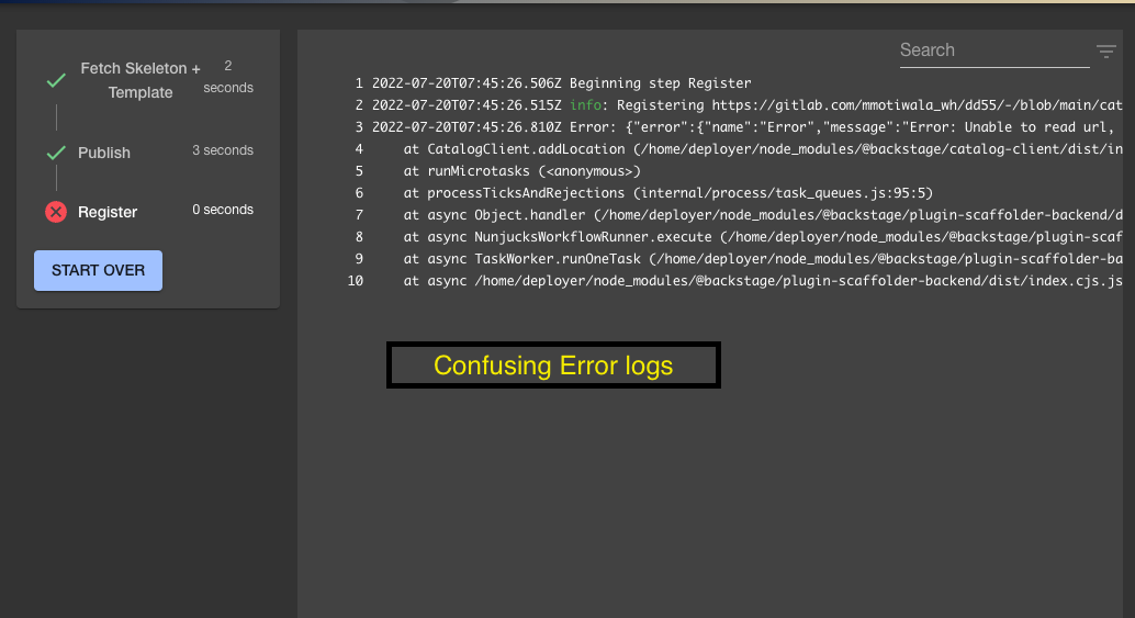 [RFC] Better way of showing errors when using Scaffolder (exception handling) · Issue #12760 ...