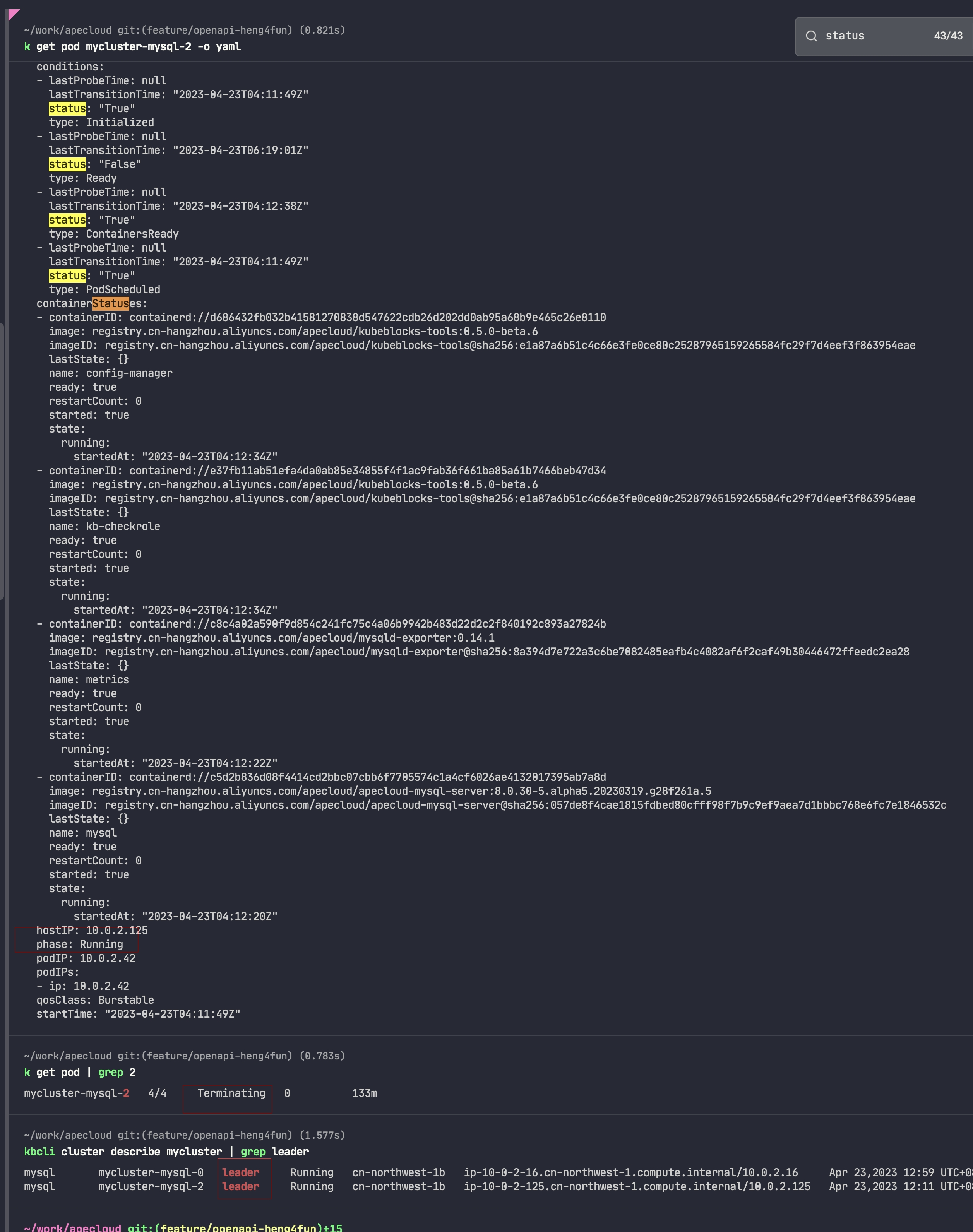[BUG] After stopping the leader node, it will exist two leader pods · Issue #2866 · apecloud ...