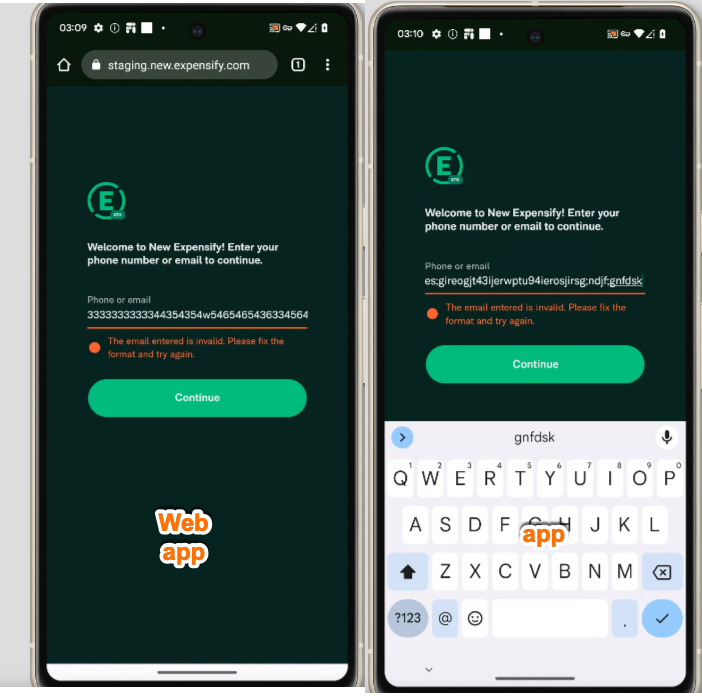 [$1000] 'The keyboard closes on mweb chrome when errror is displayed on the email field, unlike ...