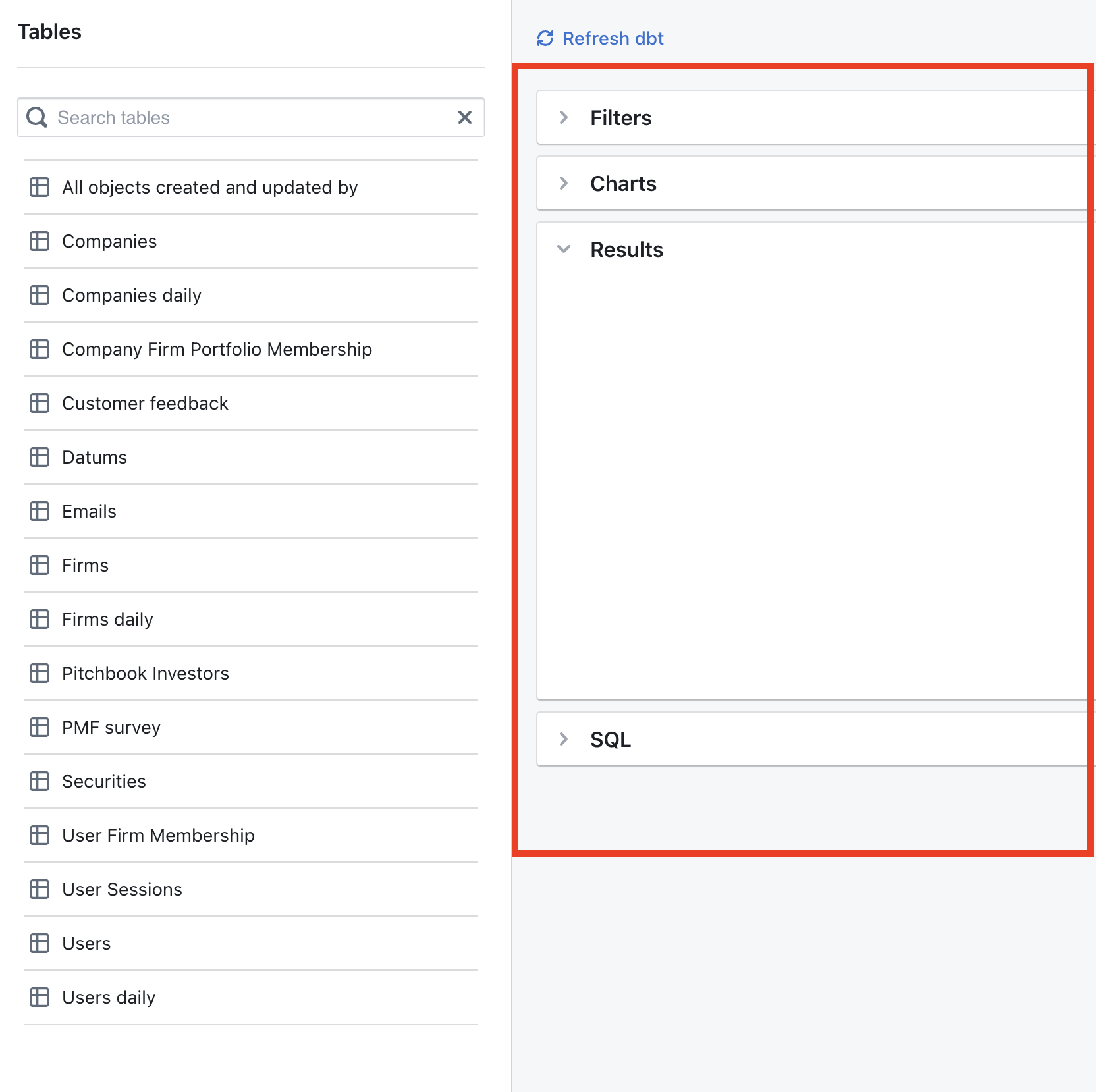 I want to be able to make some tables in Lightdash less prominent than others (group labels for ...