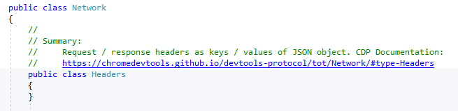 DevToolsProtocolExtension's Network.Headers type is wrongly defined ...
