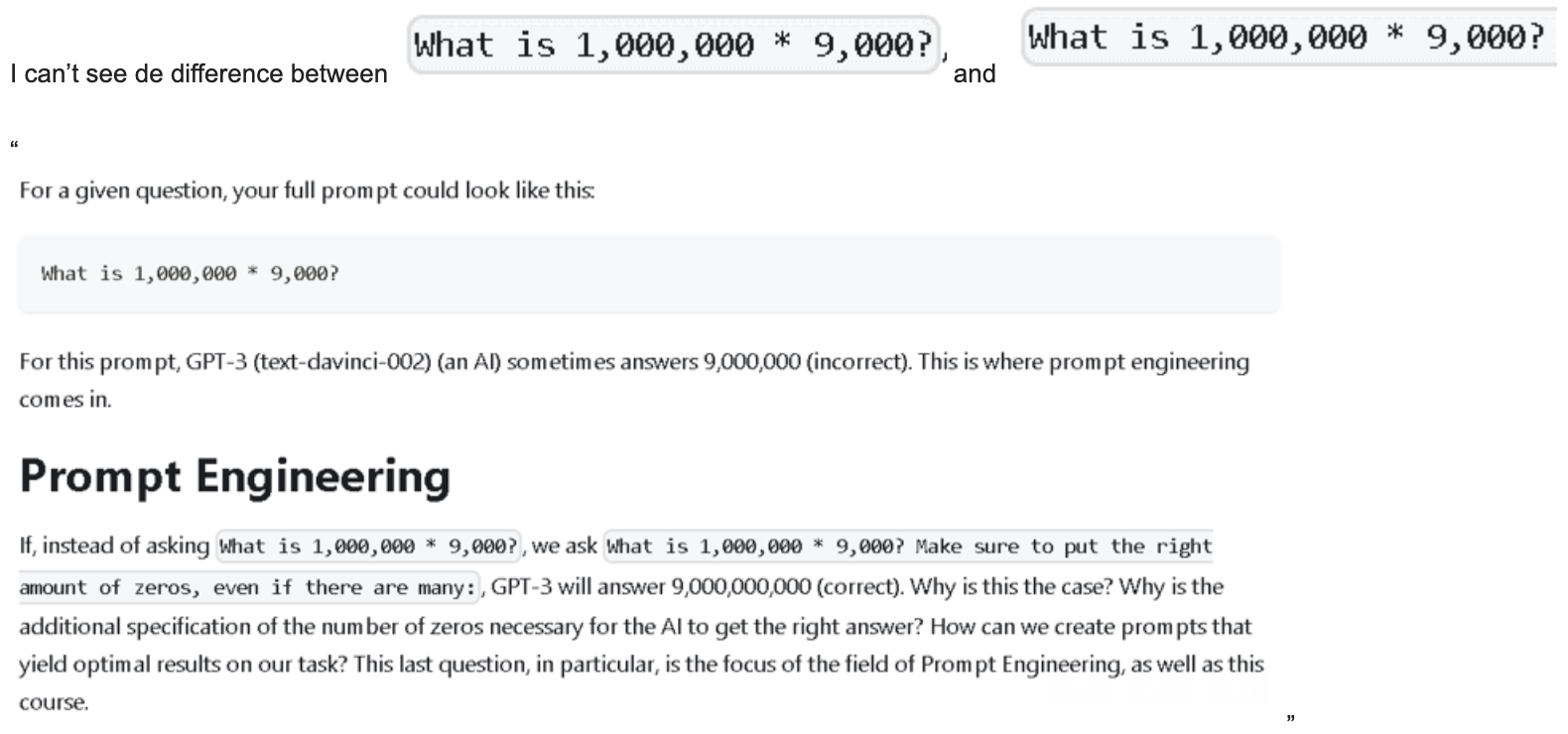 100000*90000... example is confusing · Issue #326 · trigaten/Learn_Prompting · GitHub