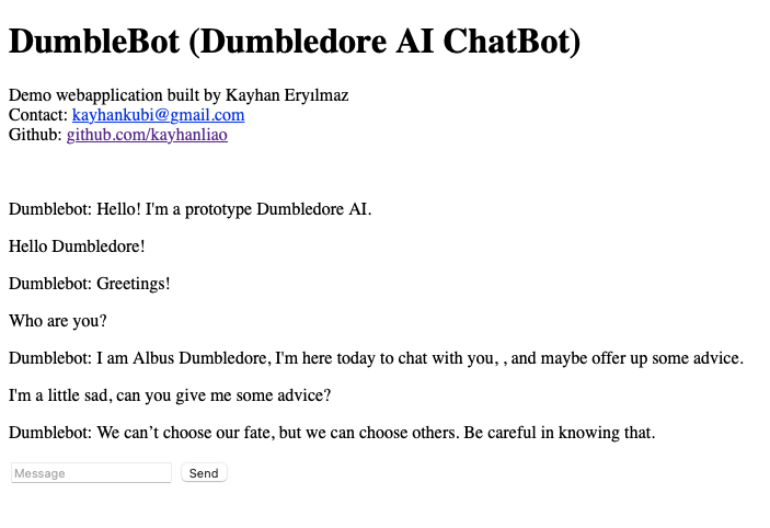 GitHub - kayhanliao/DumbleBot: Dumbledore AI Chat built using Keras and Flask, deployed and ...