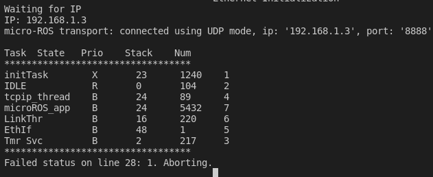 Examples fail while using UDP transport with FreeRTOS and Olimex · Issue #341 · micro-ROS/micro ...