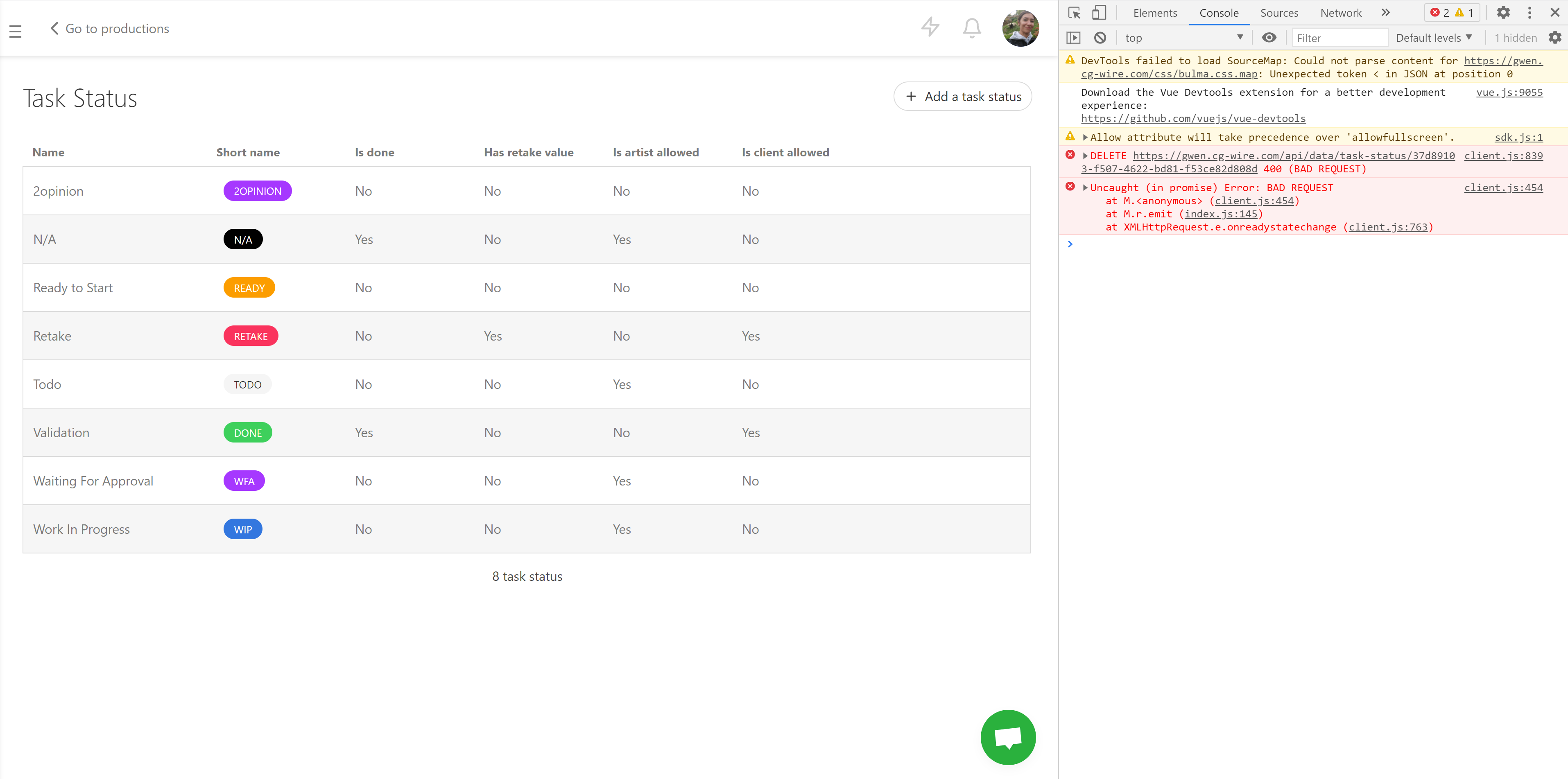 Can't delete custom status · Issue #631 · cgwire/kitsu · GitHub