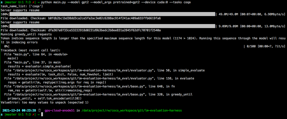 Error upon running coqa · Issue #238 · EleutherAI/lm-evaluation-harness · GitHub