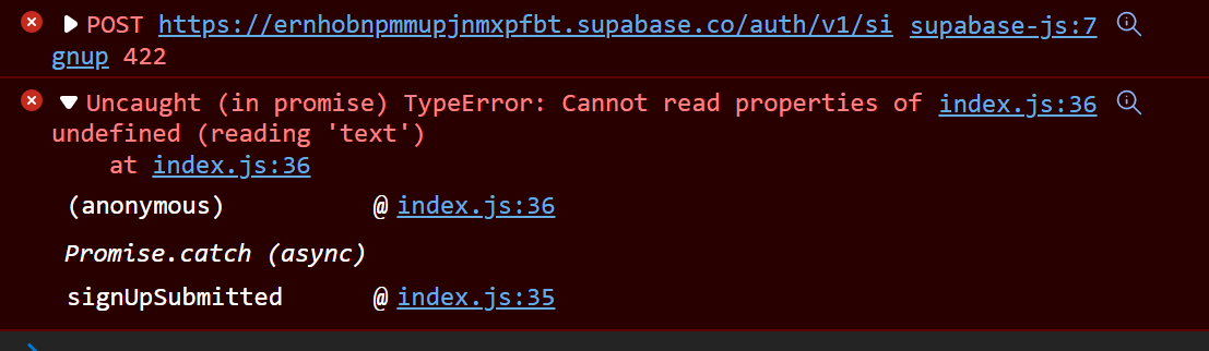 Vanilla-js Auth Example not working · Issue #4365 · supabase/supabase · GitHub