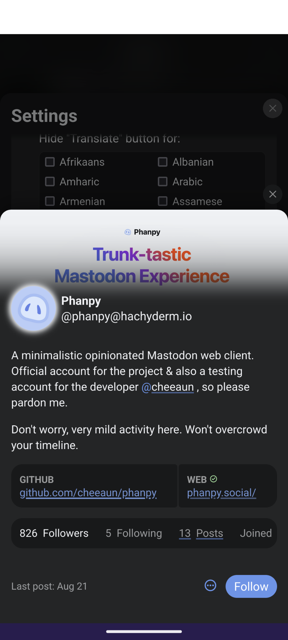 PWA - Firefox - Android top bar doesn't match theme · Issue #231 · cheeaun/phanpy · GitHub
