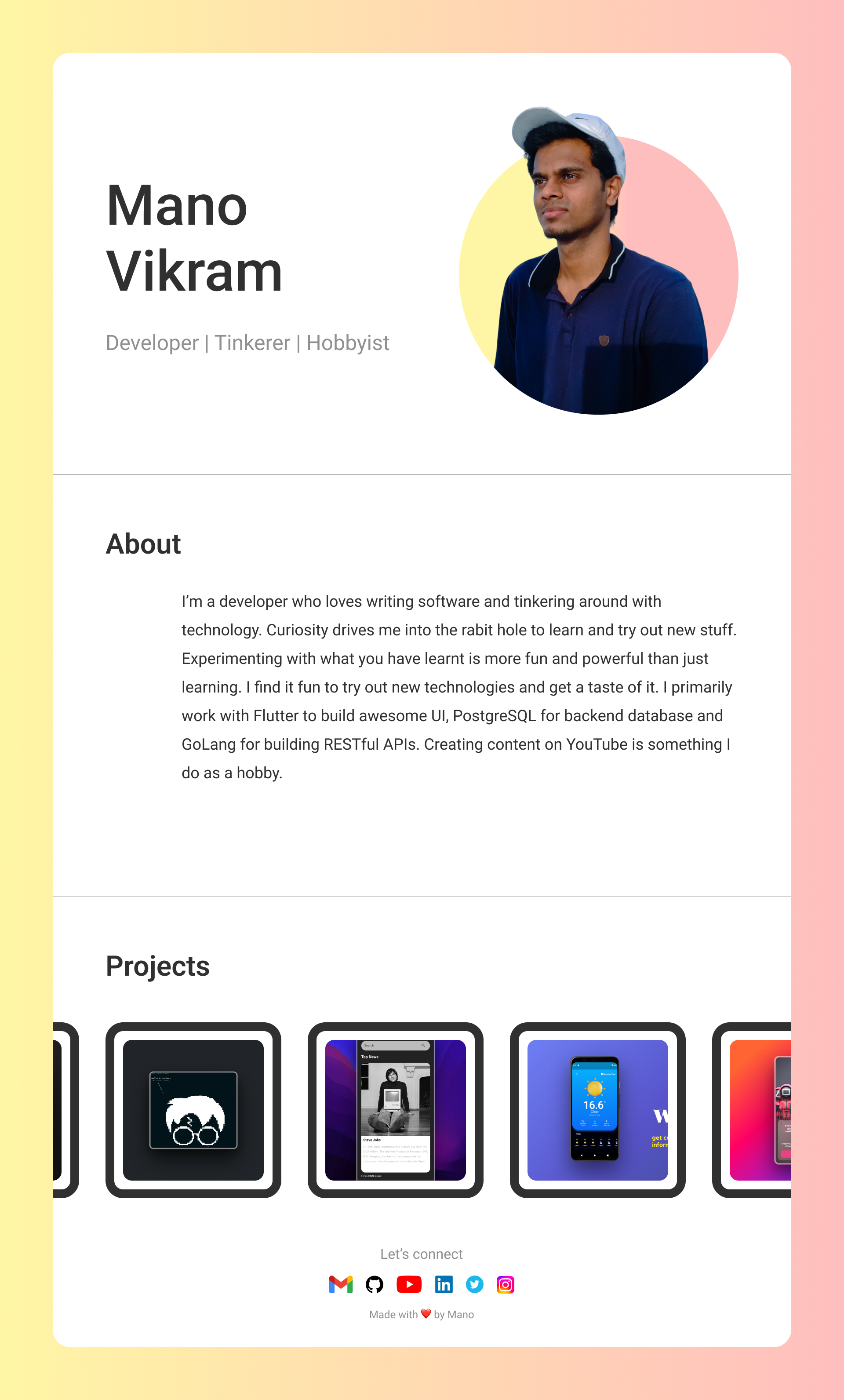 GitHub - ManoVikram/Portfolio-Website: Developer portfolio website built with Flutter!