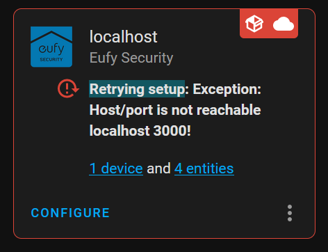 retrying setup exception host/port is not reachable localhost 3000 ...