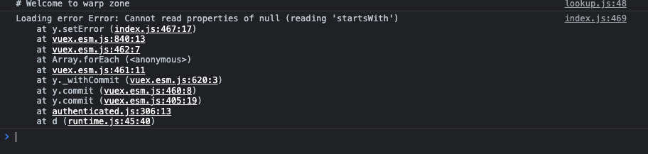 After login there is an error - Cannot read properties of null (reading 'startsWith') Home ...