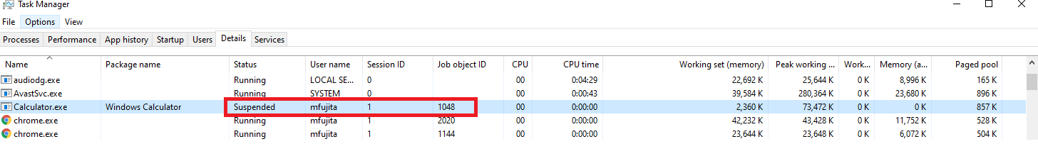 Suspended processes on Windows reported as running