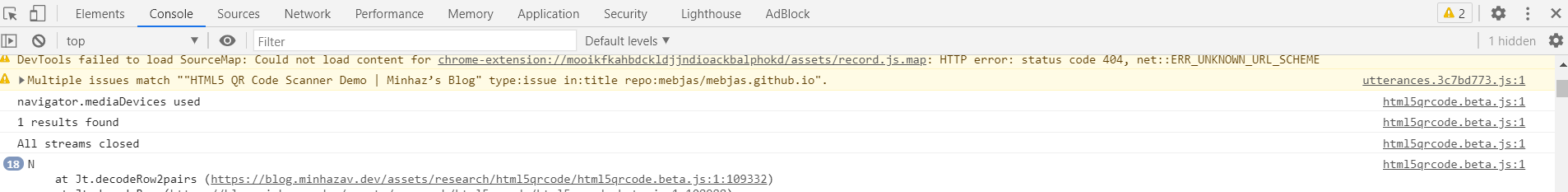 unable to query supported devices. · Issue #166 · mebjas/html5-qrcode · GitHub