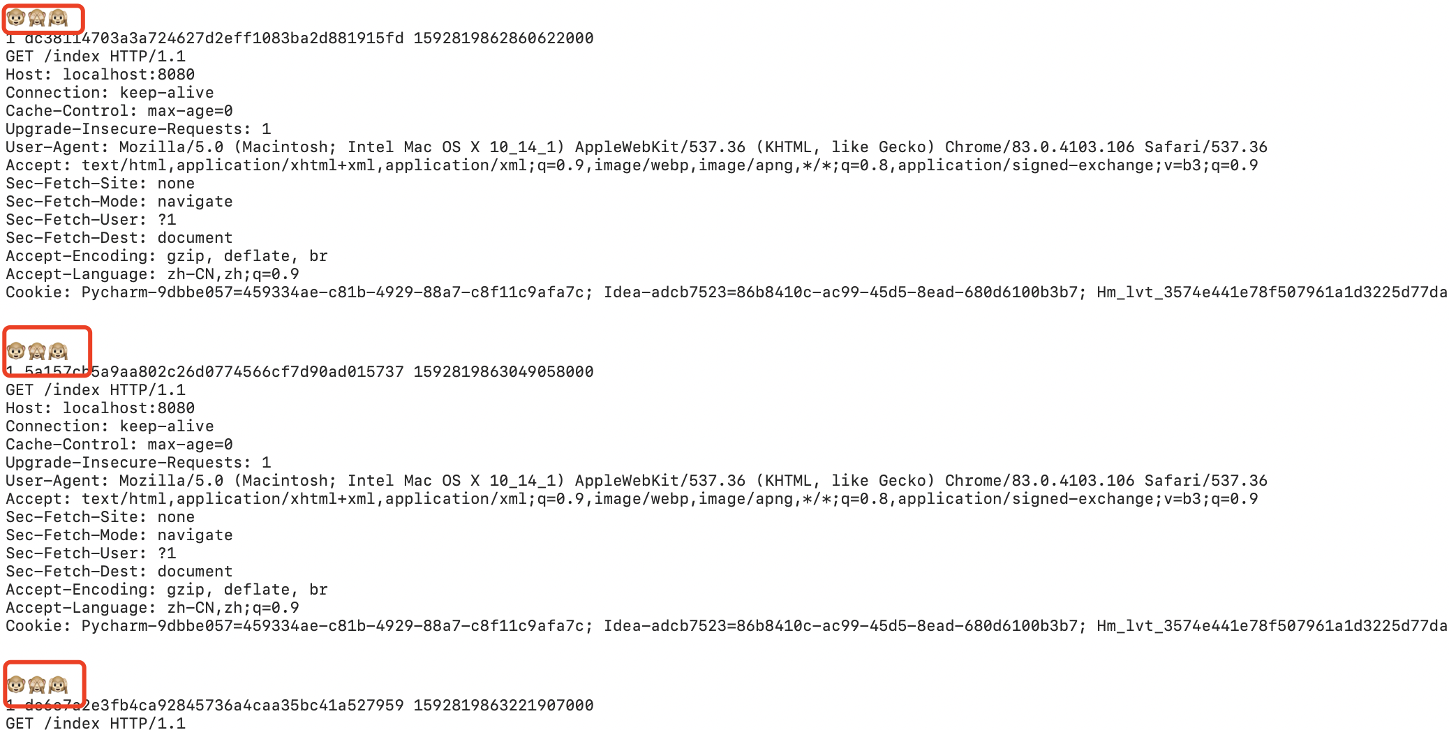 When I used Gorepaly to output the recorded content to the file, the ICONS of three little ...