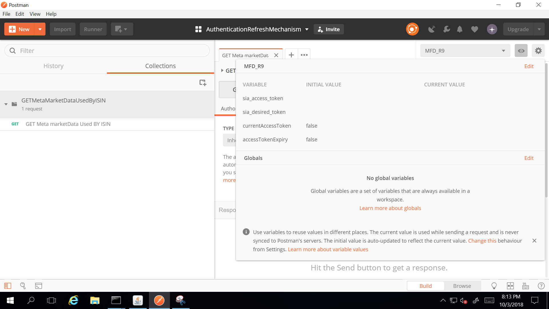 order of the request issue is solved however this is not setting in the environment variables ...