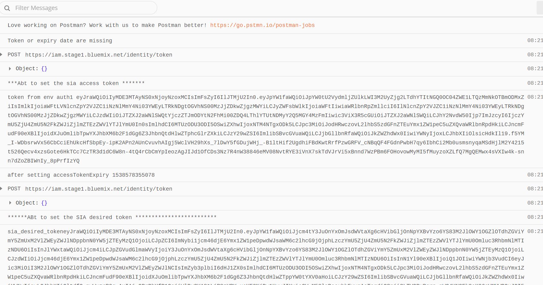 order of the request issue is solved however this is not setting in the environment variables ...