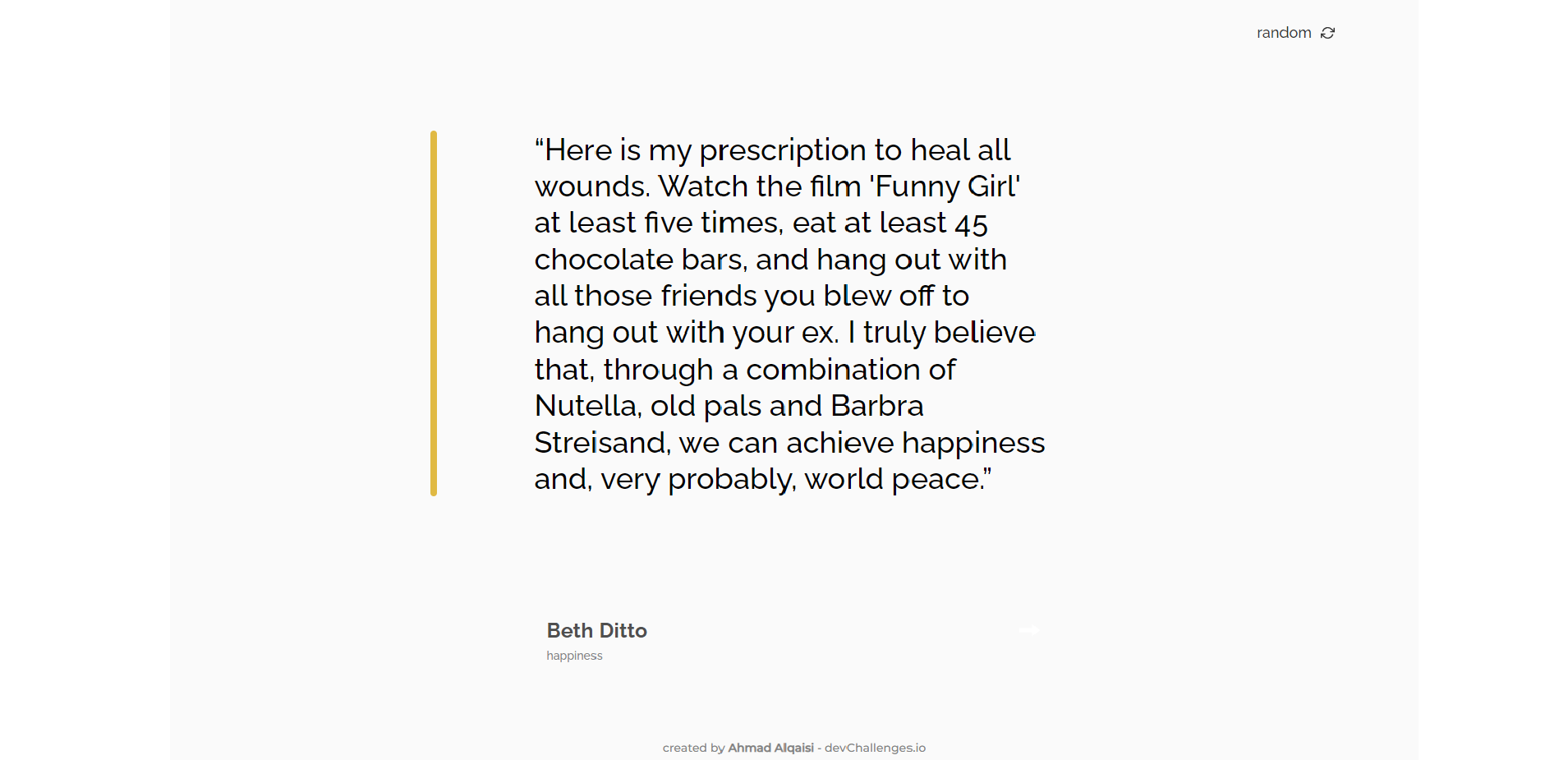 GitHub - alQaisi/Quote-Generator-App: Solution for devchallenges random quote challenge