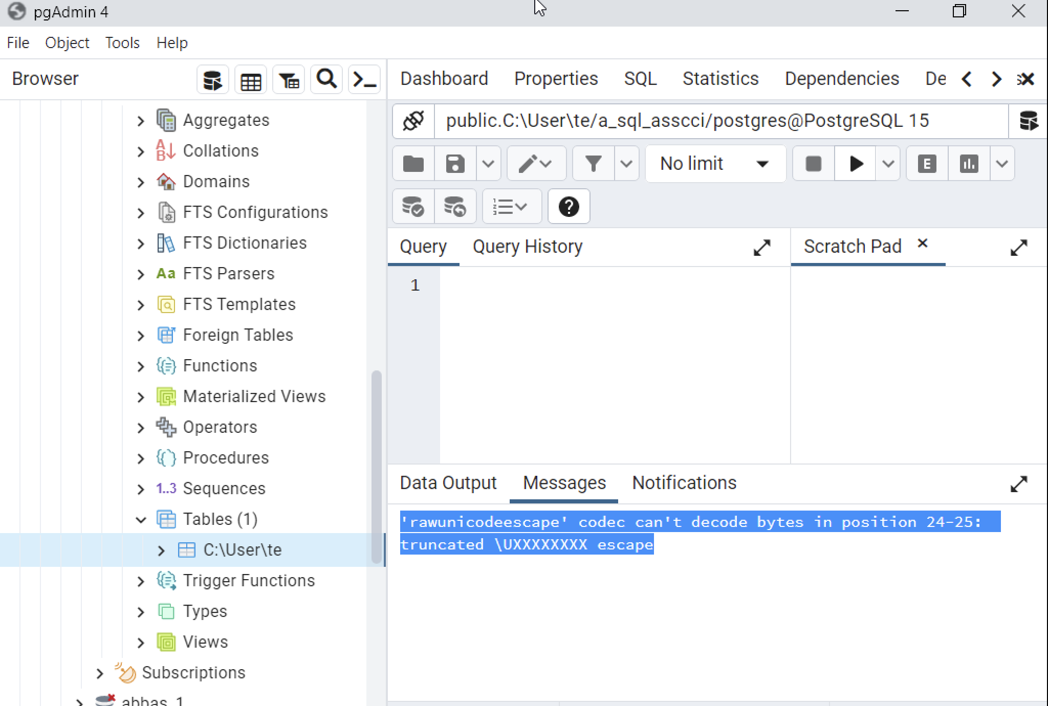 the list of tables is not displayed (RM #6575) · Issue #4423 · pgadmin-org/pgadmin4 · GitHub